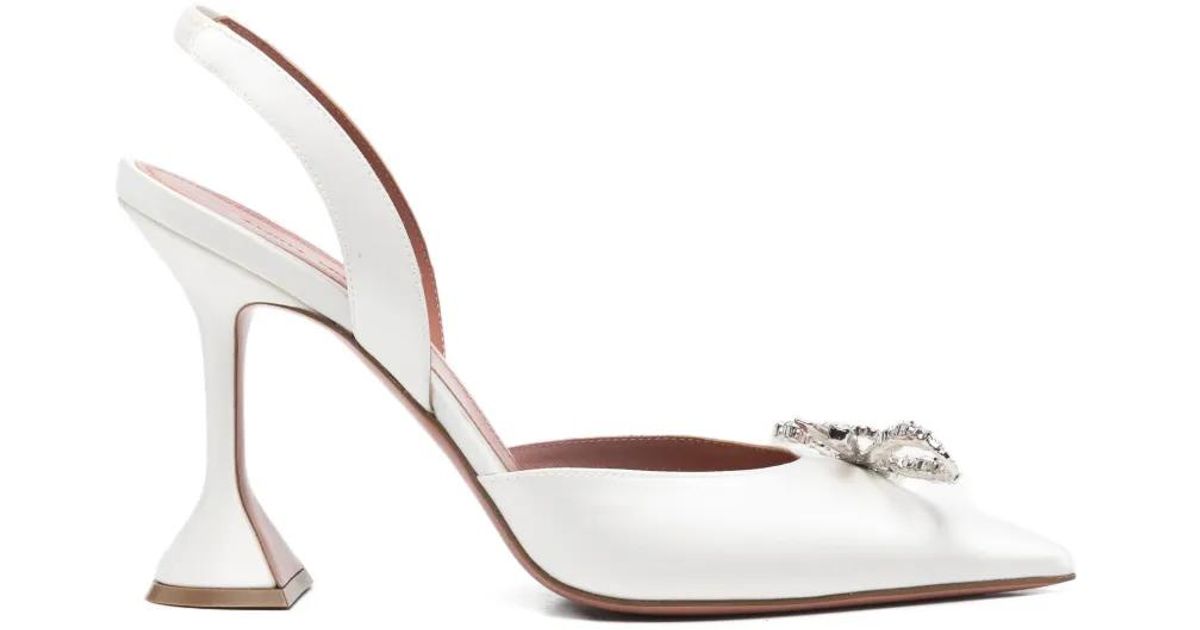 AMINA MUADDI Rosie Bow-Detail Pumps in White | Lyst
