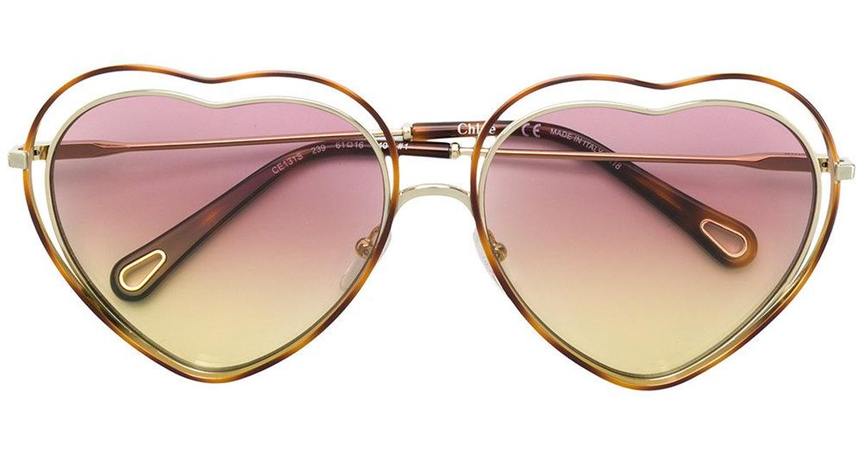 Chloé Heart Shaped Sunglasses In Metallic Lyst