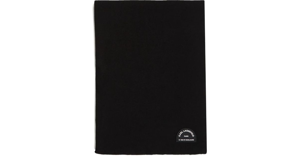 Karl Lagerfeld Logo-Patch Scarf in Black | Lyst UK