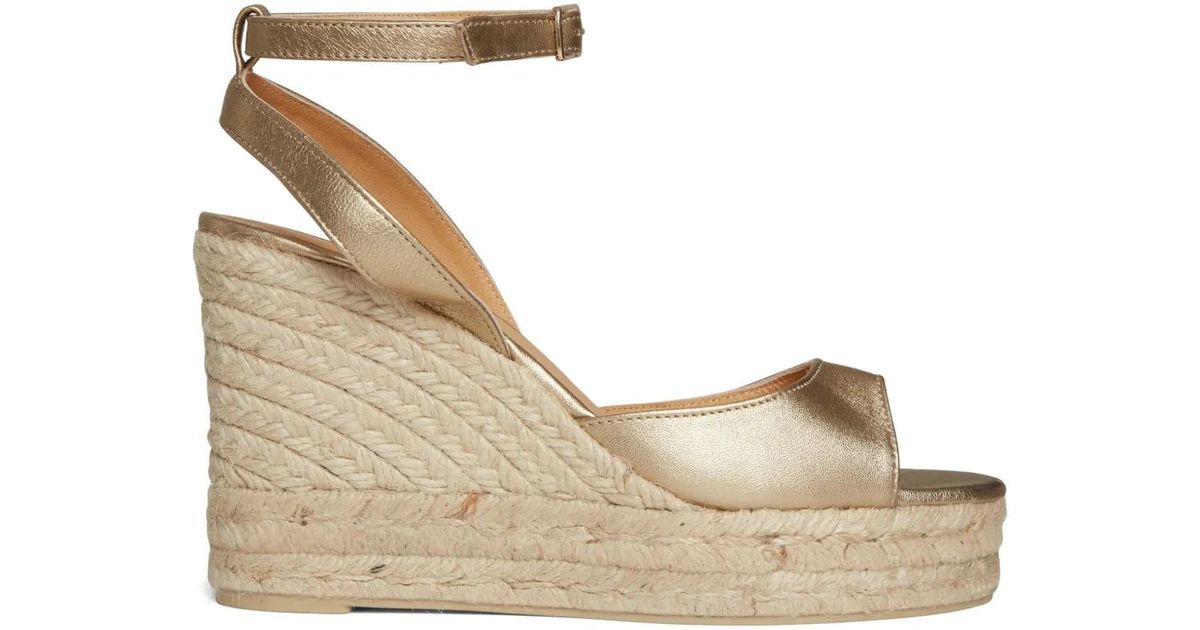 Castañer 110Mm Blair Ankle-Strap Wedge Espadrilles in Natural | Lyst UK