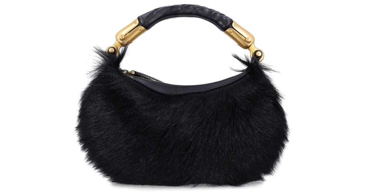 Balmain Fur Tote Bag in Blue | Lyst UK