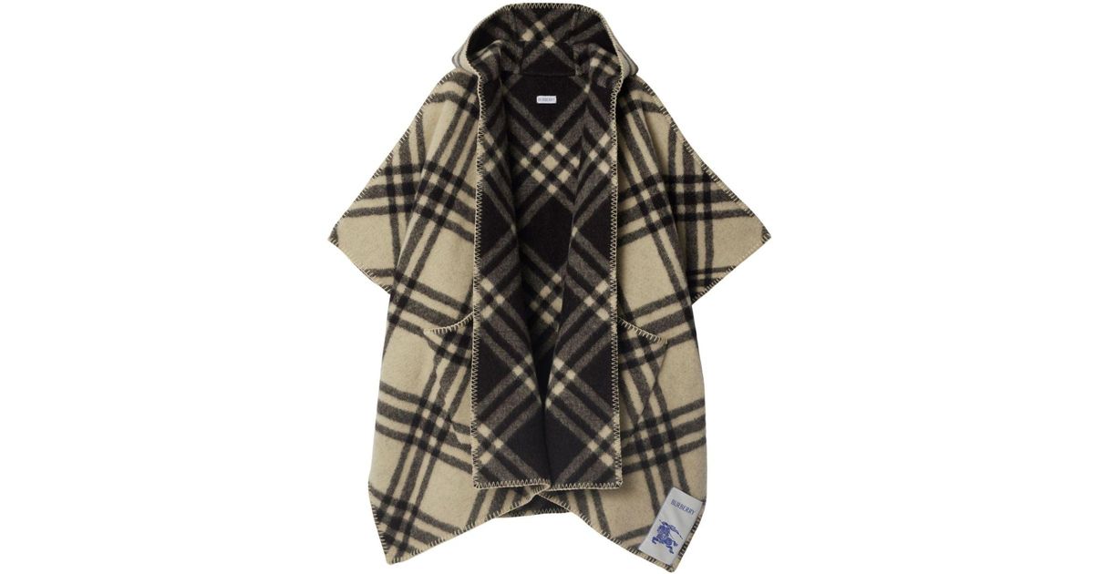 Burberry Reversible Checkered Cape in Black | Lyst UK
