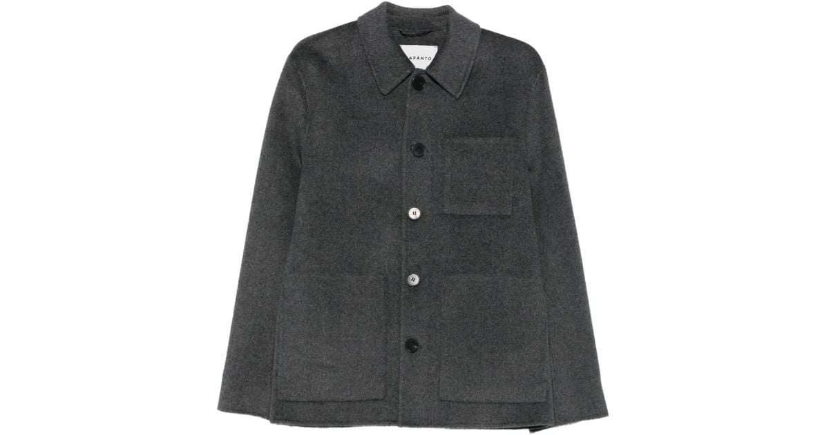 Amaranto Point-collar Shirt Jacket in Black for Men | Lyst UK