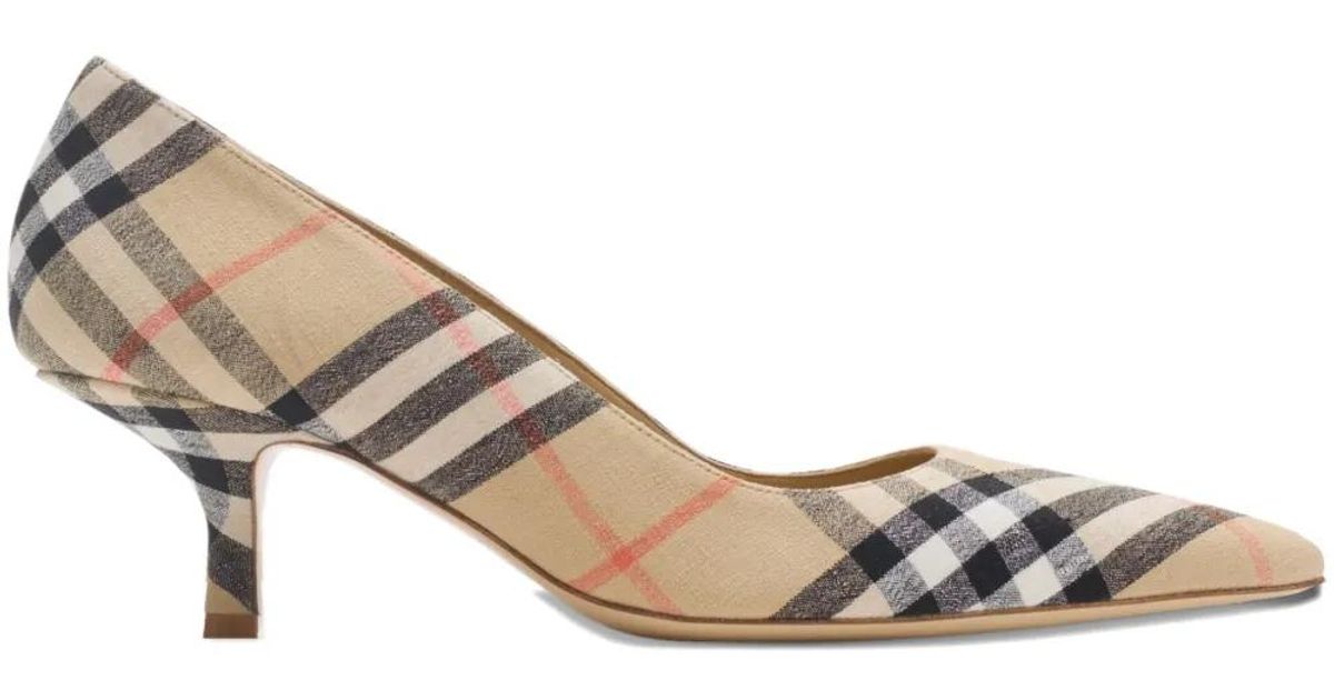 Burberry 55Mm Check Dame Pumps in Natural | Lyst
