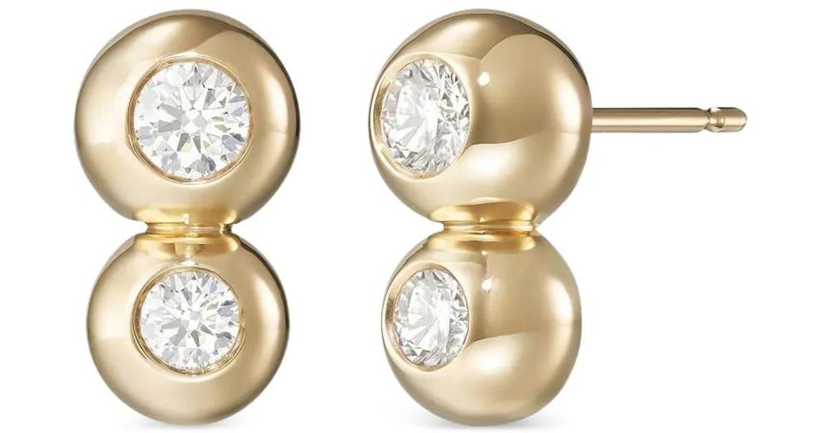 Melissa Kaye 18K Large Audrey Double Diamond Earrings in Metallic | Lyst