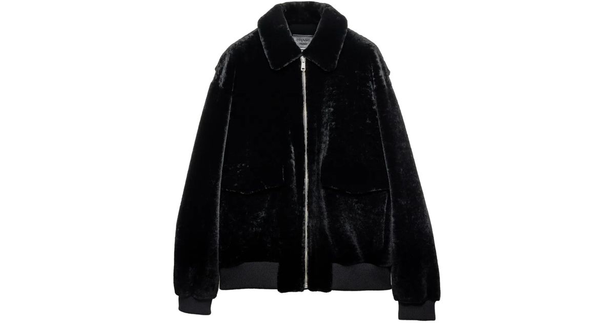 Prada Shearling Bomber Jacket in Black for Men | Lyst UK