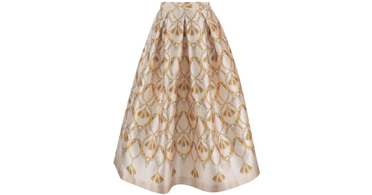 Lunatica Milano Flared Midi Skirt in Natural | Lyst UK
