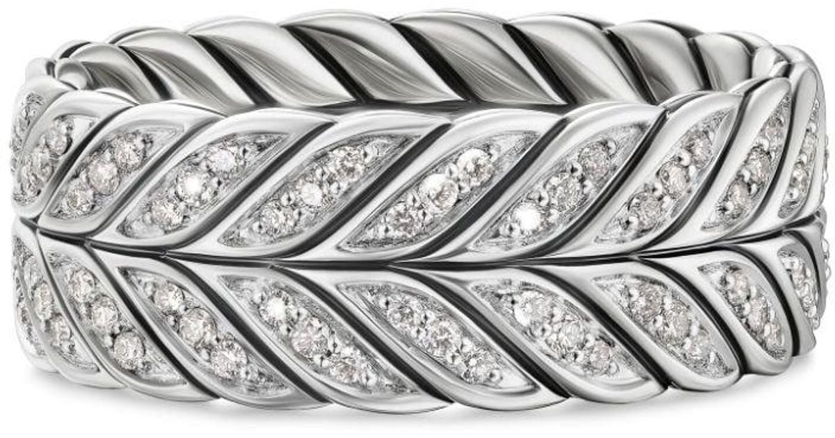 David Yurman Sterling Chevron Diamond Ring in White for Men | Lyst