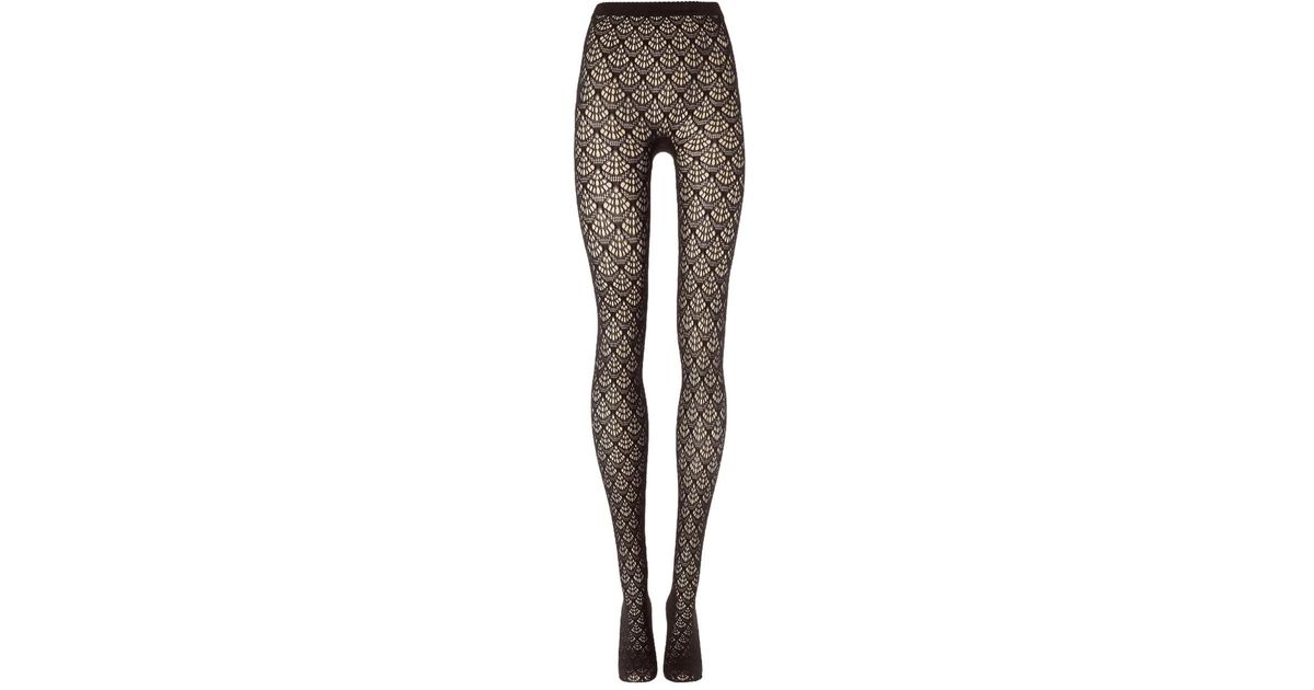 Wolford Scale-Effect Net Tights in Grey | Lyst UK