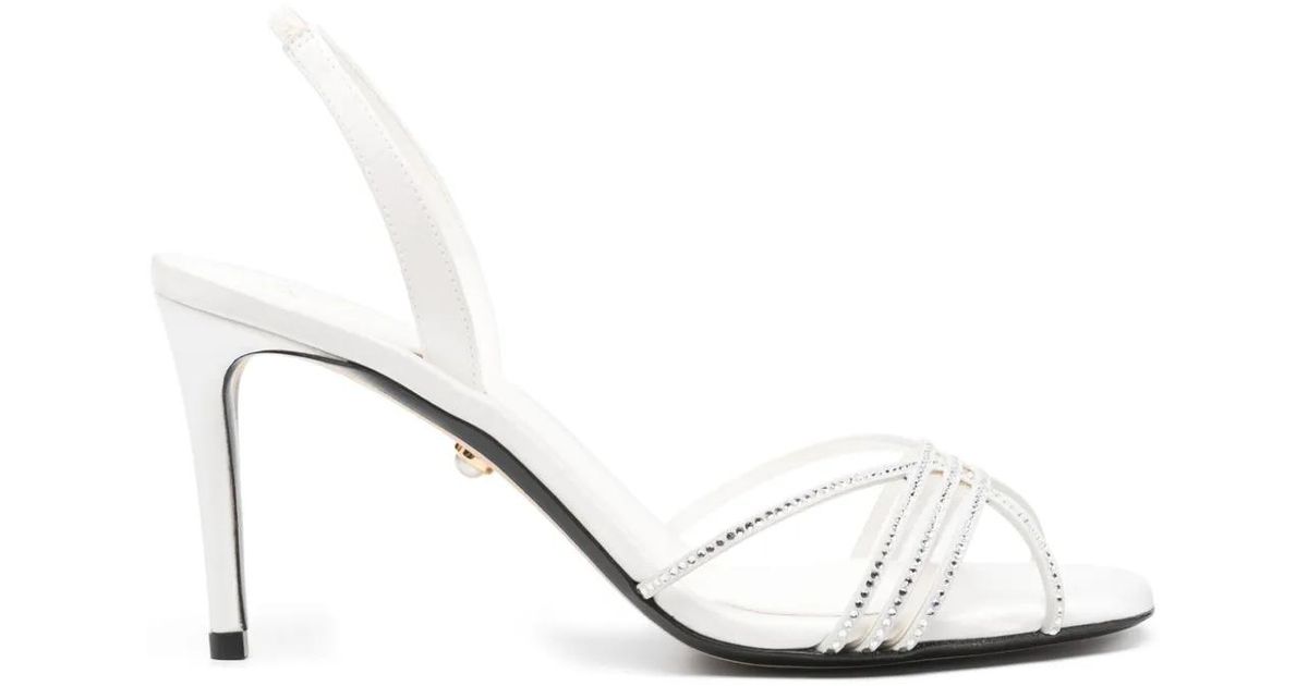 ALEVI 80Mm Crystal-Embellished Sandals in White | Lyst