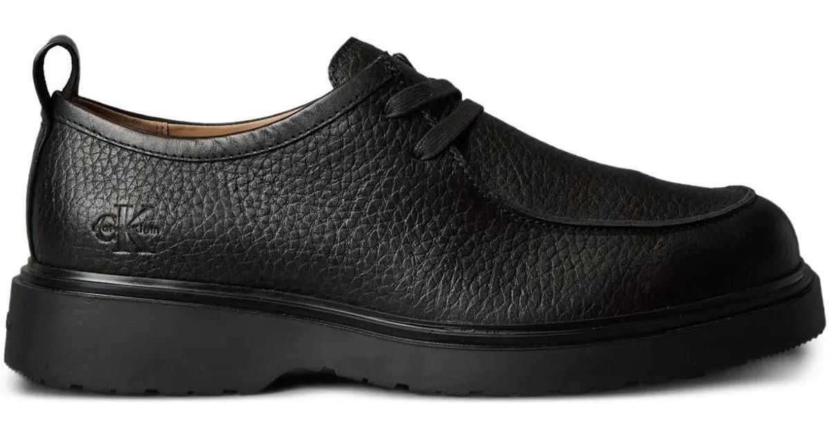 Calvin Klein Pebbled-Leather Lug-Sole Derby Shoes in Black for Men | Lyst