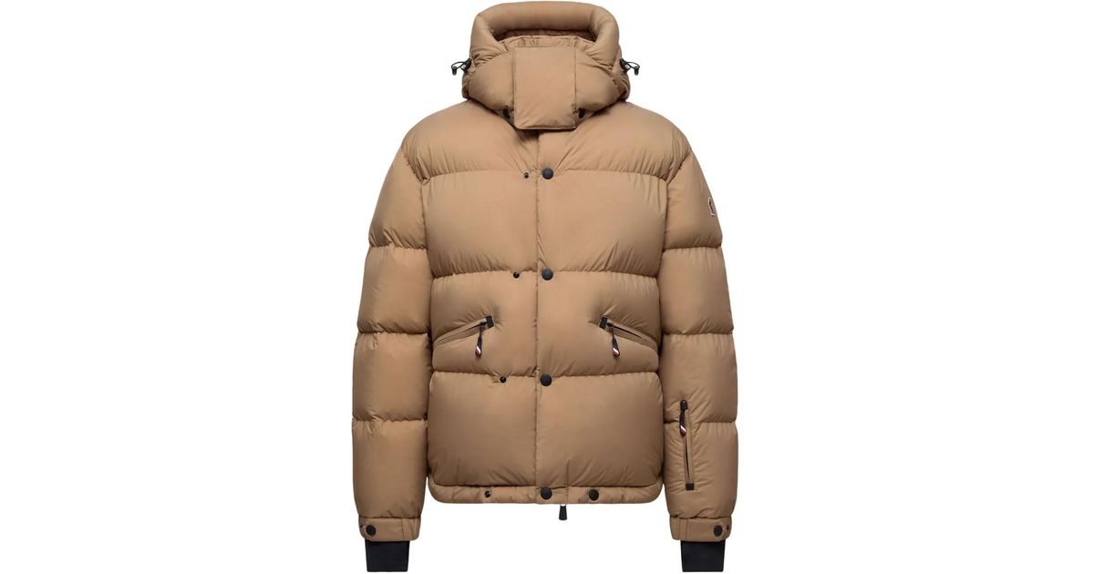 Moncler Padded Removable Hood Coat in Brown for Men | Lyst UK