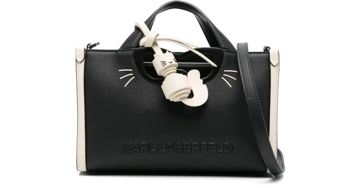 KARL LAGERFELD Logo-Lettering Tote Bag in Black | Lyst