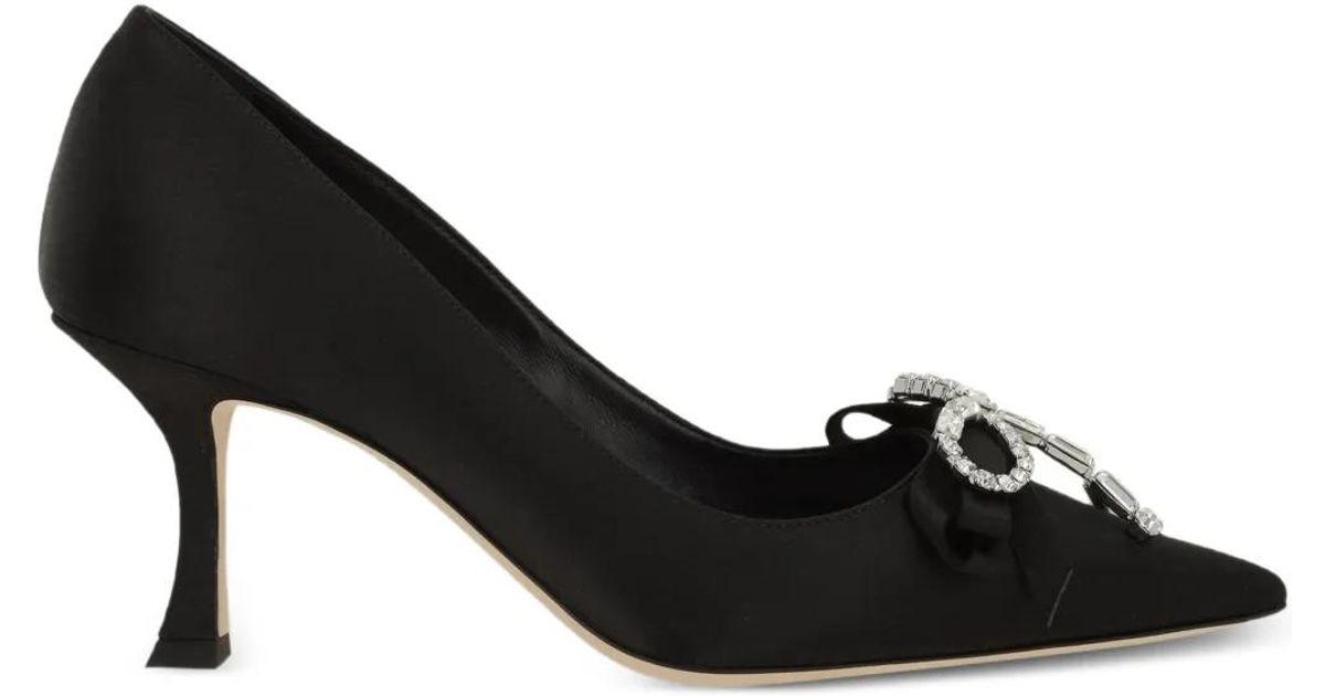 Jimmy Choo Auria Crystal-Bow Pumps in Black | Lyst
