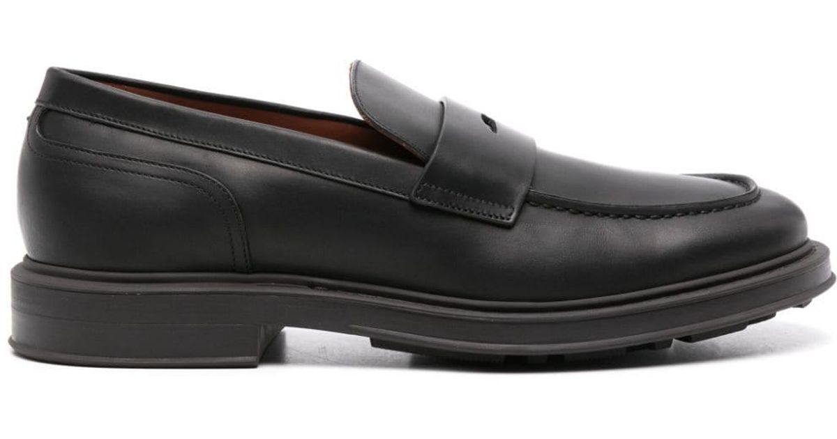 Loro Piana Travis Penny-slot Leather Loafers in Black for Men | Lyst