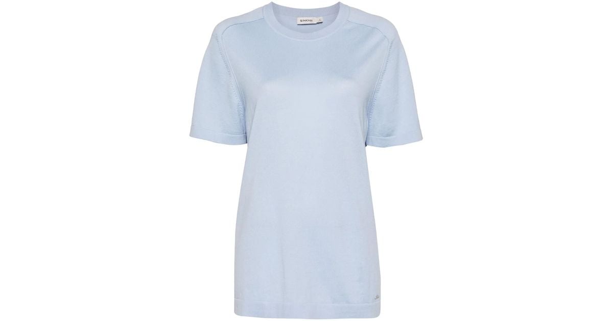 Jonathan Simkhai Fine-Knit Top in Blue | Lyst