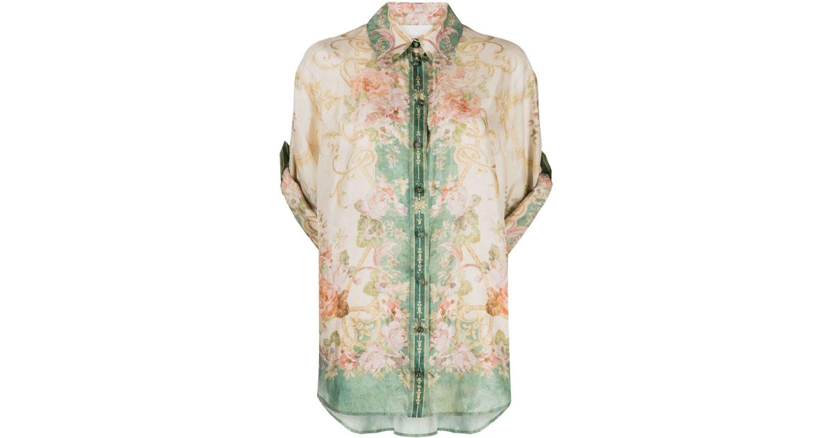 Zimmermann + Net Sustain August Floral-print Organic Silk Blouse in ... Zimmermann + Net Sustain August Floral-print Organic Silk Blouse in ...