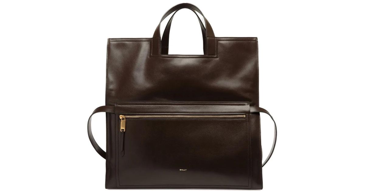 Bally Foldable-Detail Leather Tote Bag in Black | Lyst UK