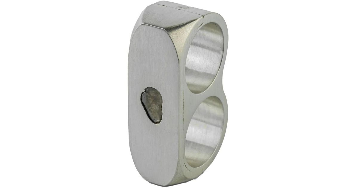 Parts Of 4 Double-Ring Diamond Slab Ring in Gray | Lyst