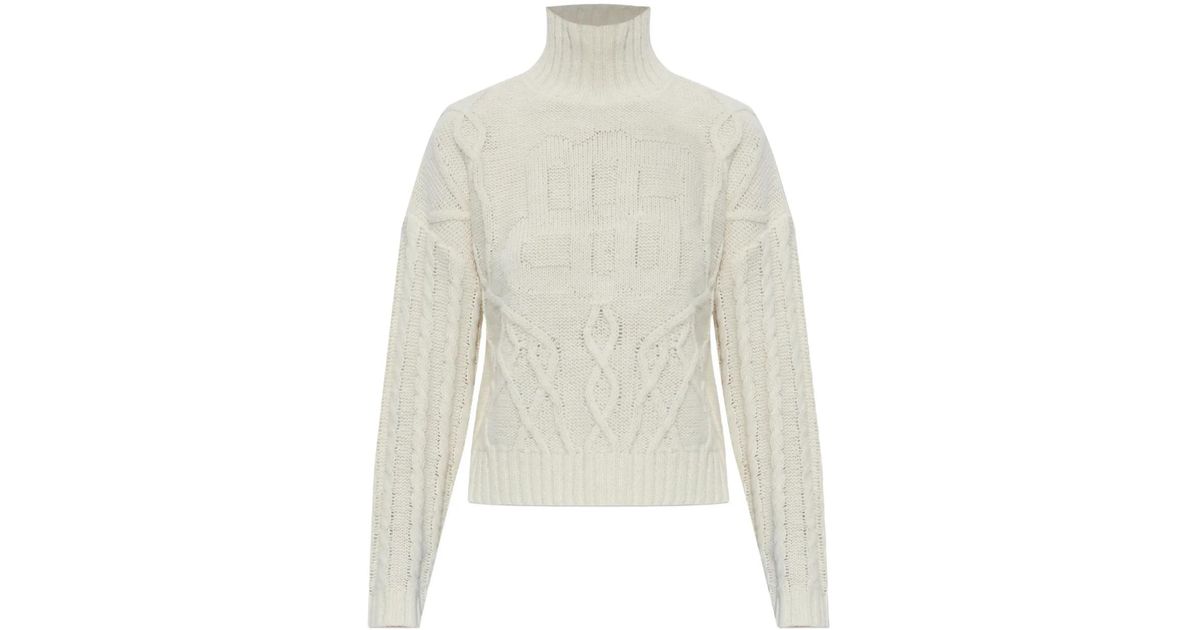 Munthe Cable-Knit Turtleneck Sweater in White | Lyst