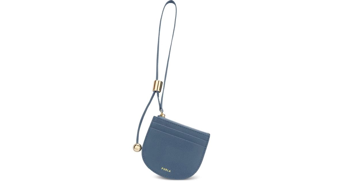 Furla Laura Half-Moon Leather Card Holder in Blue | Lyst UK