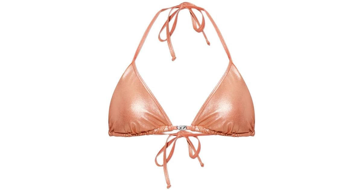DIESEL Elettra-Dnm Metallic-Effect Bikini Top in Pink | Lyst UK