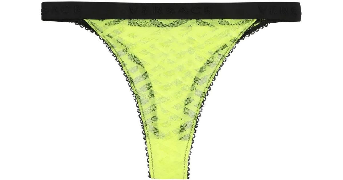 Versace Laced Thong in Yellow | Lyst
