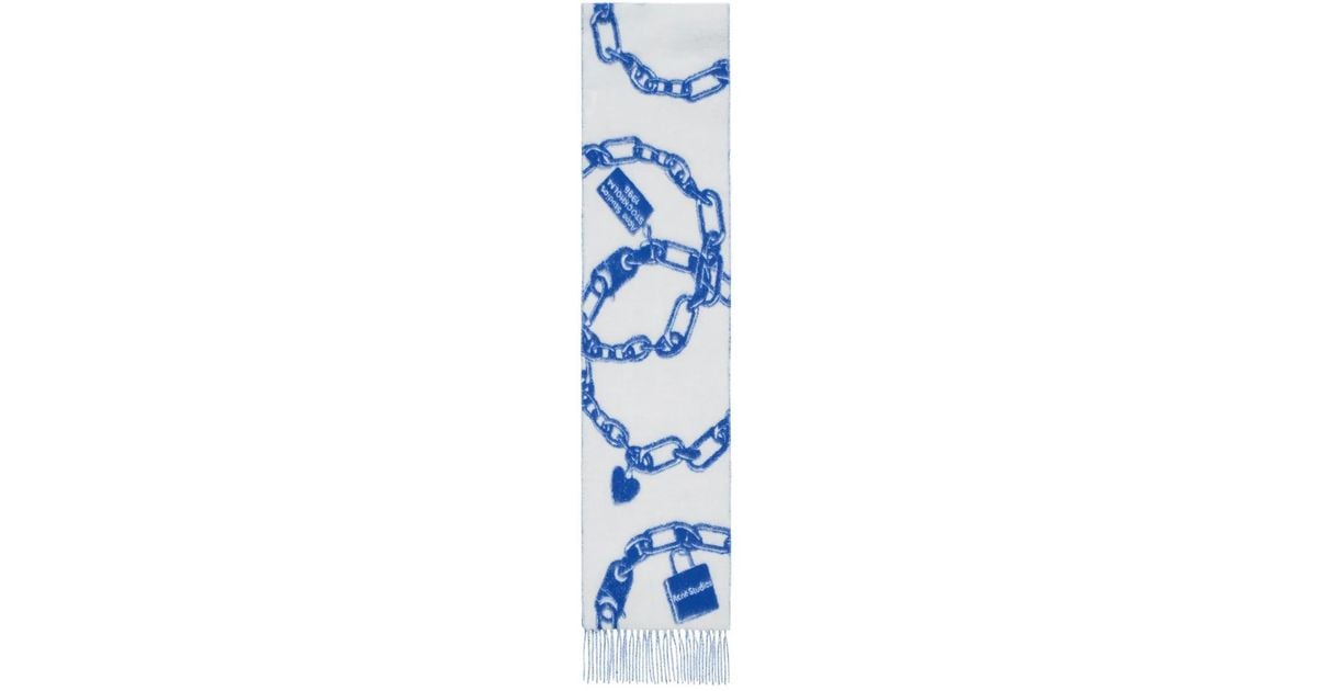 Acne Studios Chain Heart Print Scarf in Blue | Lyst UK