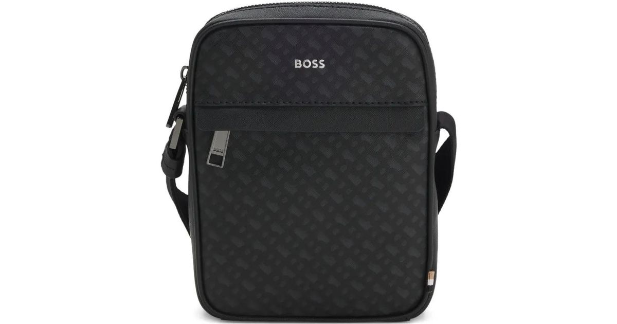 BOSS Monogram Messenger Bag in Black for Men | Lyst UK