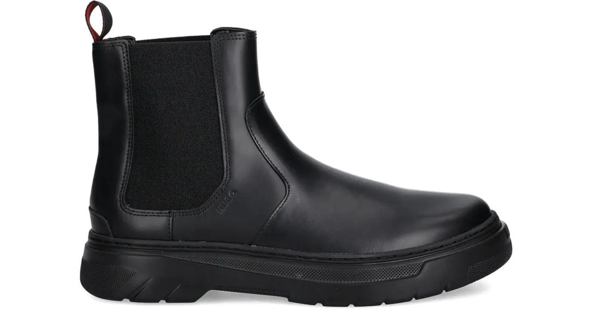 HUGO Pull-Tab Lug-Sole Boots in Black for Men | Lyst UK