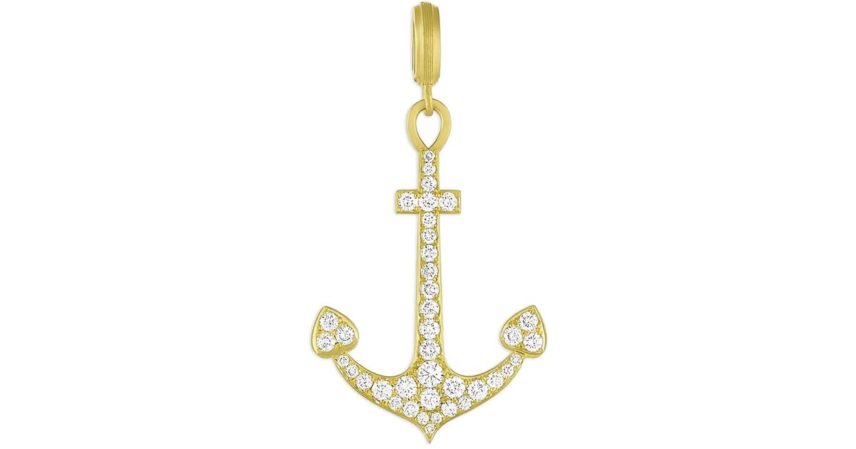 LEIGH MAXWELL 18K Diamond Anchor Pendant in Metallic | Lyst UK