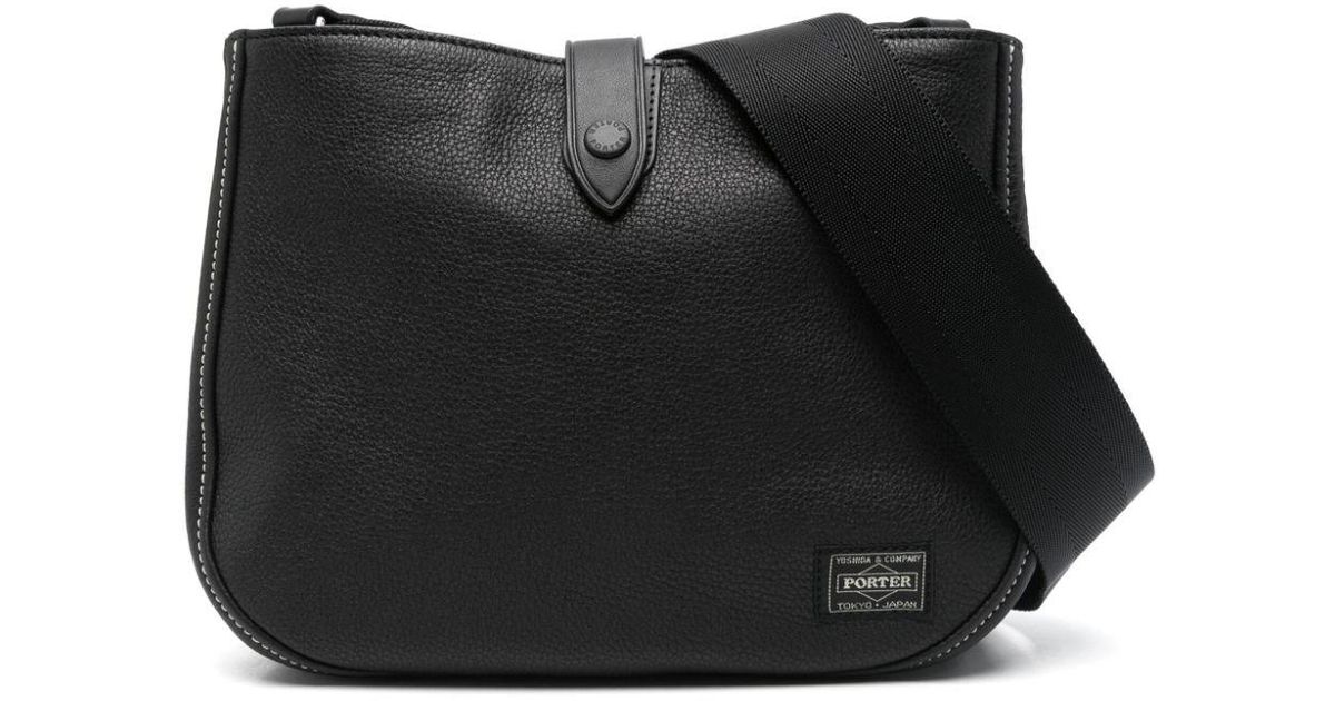 Porter-Yoshida and Co Leather Messenger Bag in Black for Men | Lyst