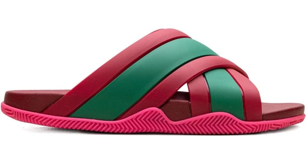 Gucci Web Slide Slides in Red | Lyst