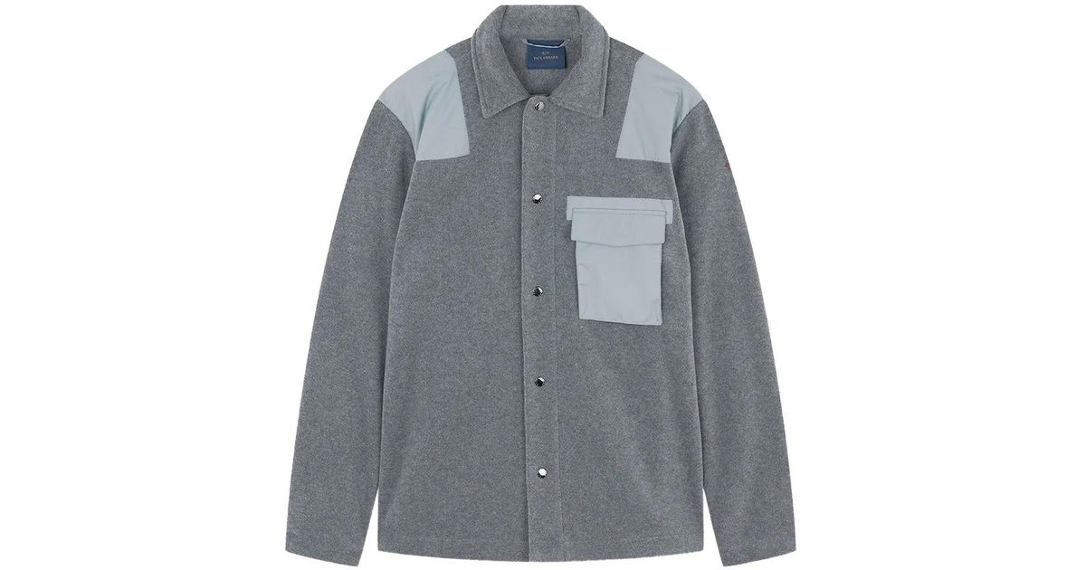 Paul & Shark Panelled Fleece Shirt in Grey for Men | Lyst UK