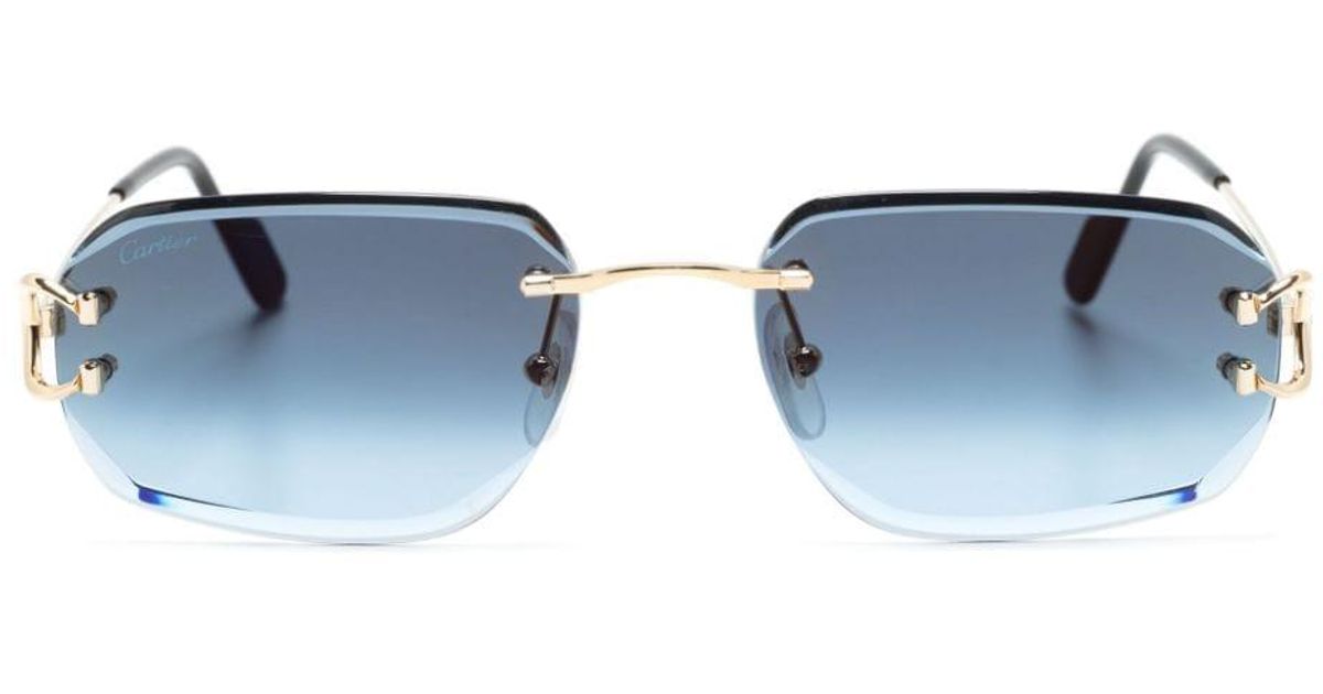 Cartier 0468s Rectangle-frame Sunglasses in Blue for Men | Lyst UK