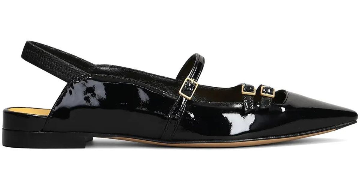 Mara Bini Leather Ballerina Shoes in Black | Lyst