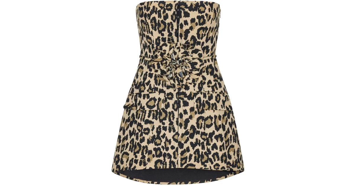 ROTATE BIRGER CHRISTENSEN Leopard-Print Rosette Mini Dress in Black ...