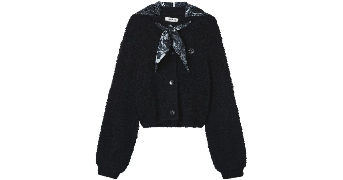 Musium Div. Button Bandana Cardigan in Black | Lyst