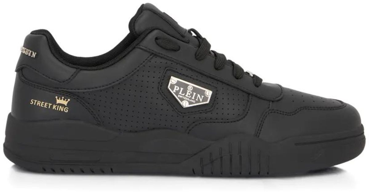 Philipp Plein Perforated Logo-Plaque Sneakers in Black | Lyst UK