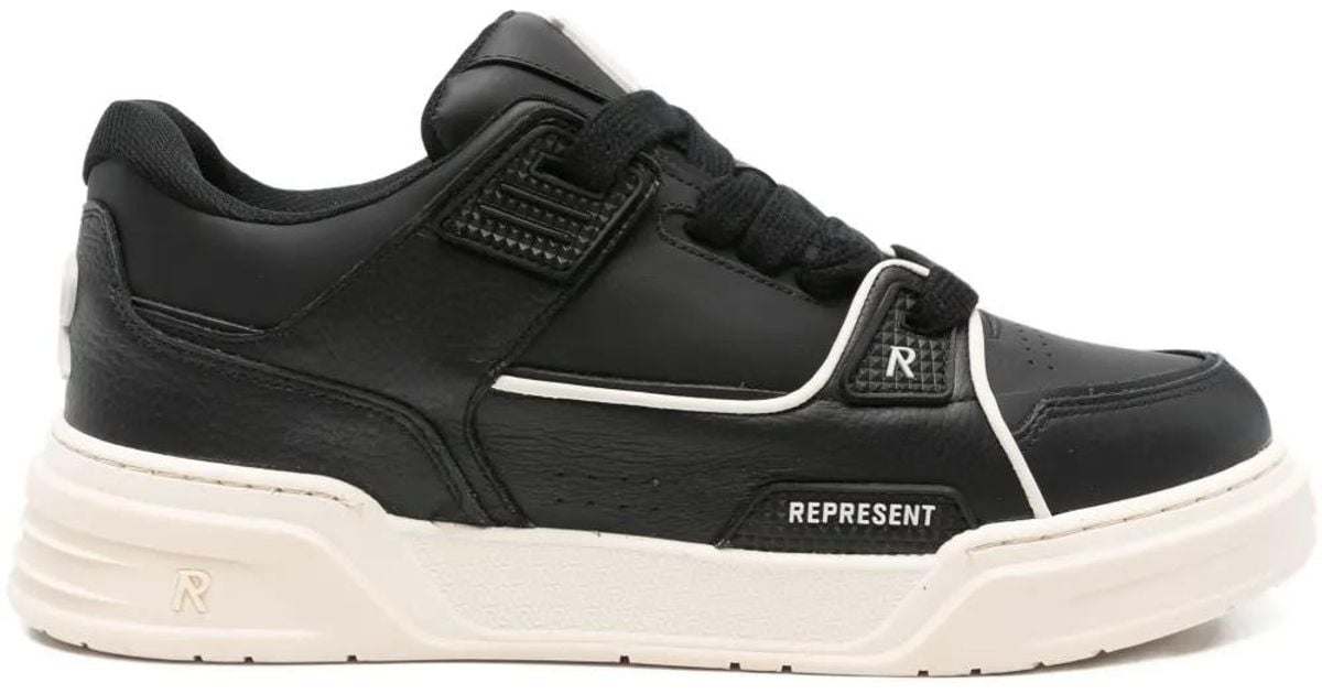 Represent Leather Panelled Low-Tops Sneakers in Black for Men | Lyst UK