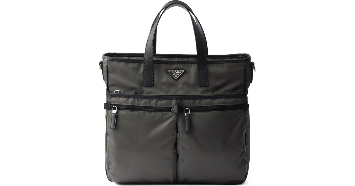 Prada Re-Nylon Pocket-Detail Tote Bag in Black for Men | Lyst