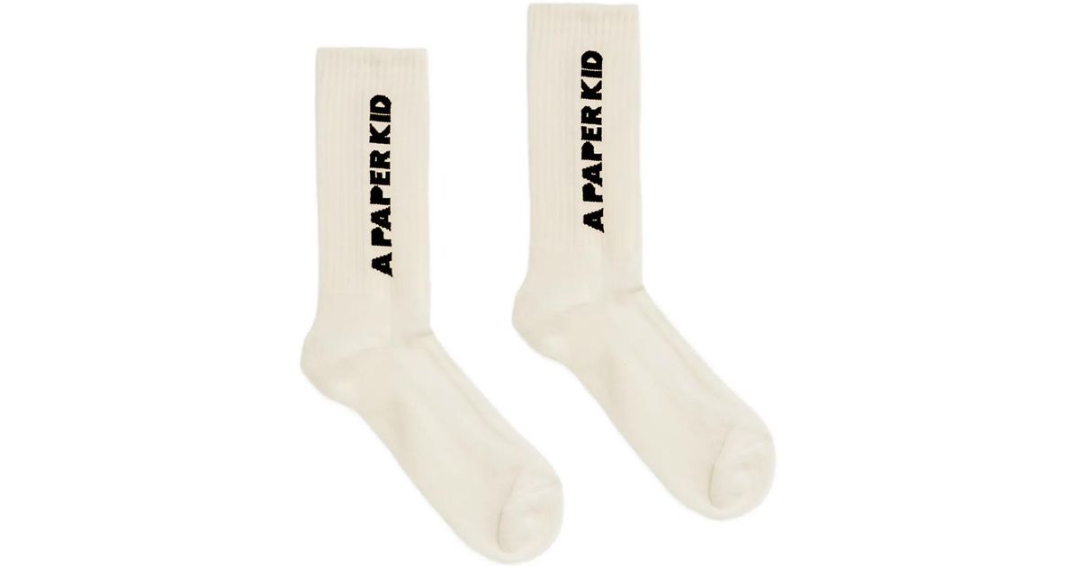 A PAPER KID Ribbed Socks in White | Lyst UK