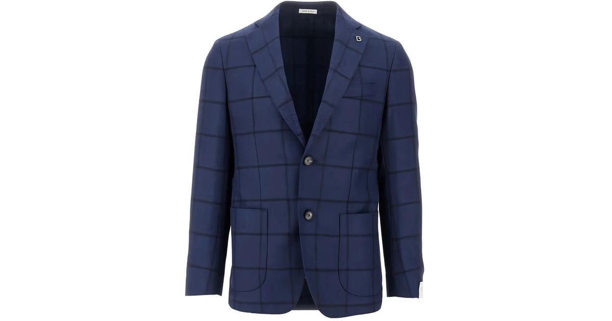 BRERAS Milano Checked Pocketed Blazer in Blue for Men | Lyst UK