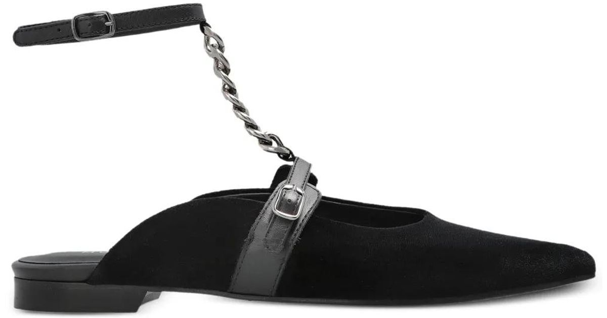 Munthe Chain-Embellished Flat Mules in Black | Lyst