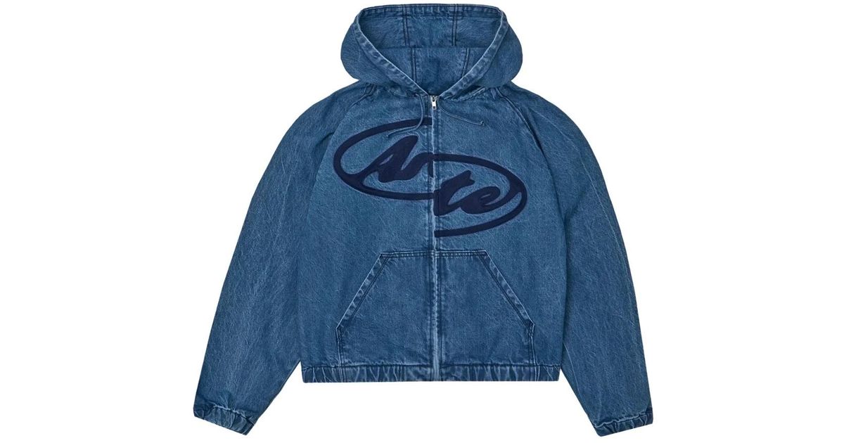 Arte' Hooded Logo Jacket in Blue for Men | Lyst UK