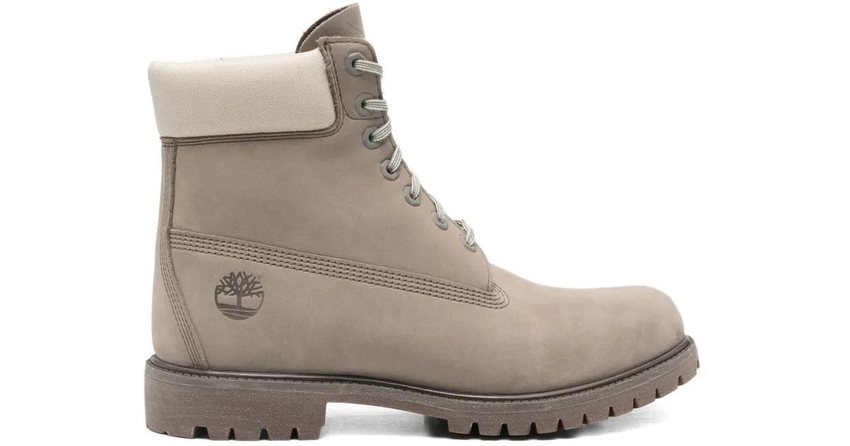 Timberland Premium 6-Inch Logo Lace-Up Boots in Gray for Men | Lyst