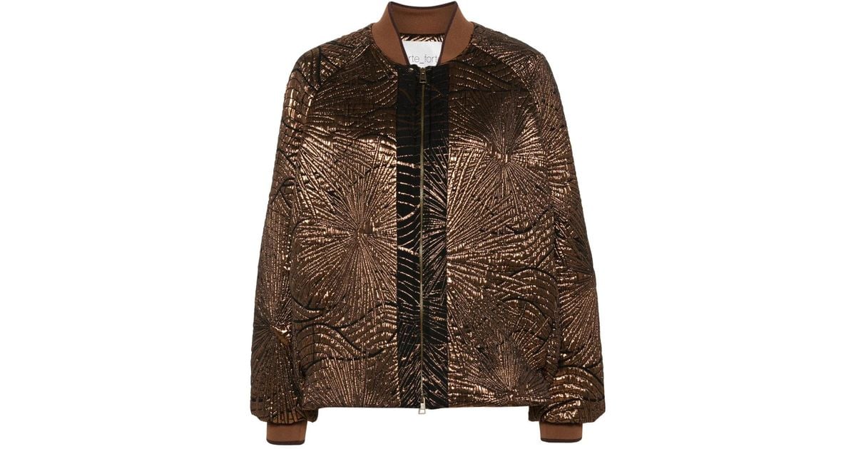 Forte Forte Laminated-Finish Bomber Jacket in Brown | Lyst