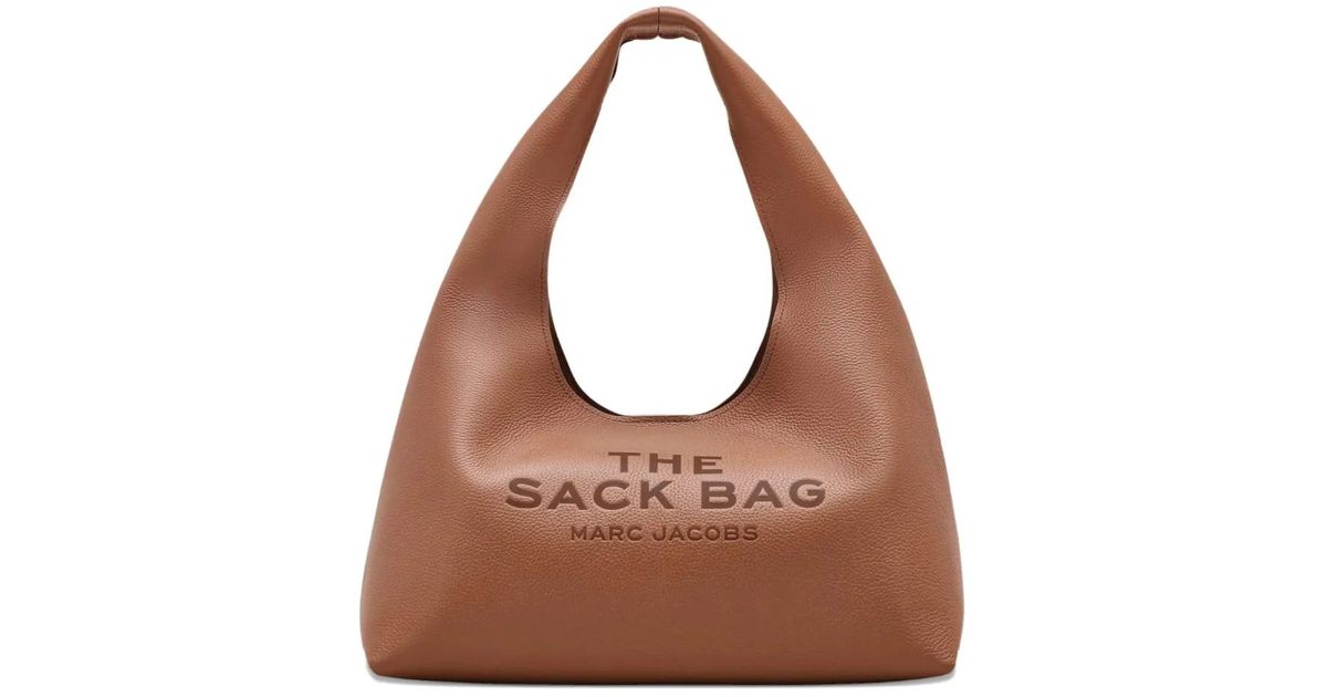 Marc Jacobs The Sack Embossed-Logo Leather Shoulder Bag in Brown | Lyst UK