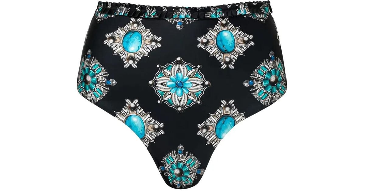 Agua Bendita Nopal Platero Ruffled Printed Bikini Bottom in Blue | Lyst UK