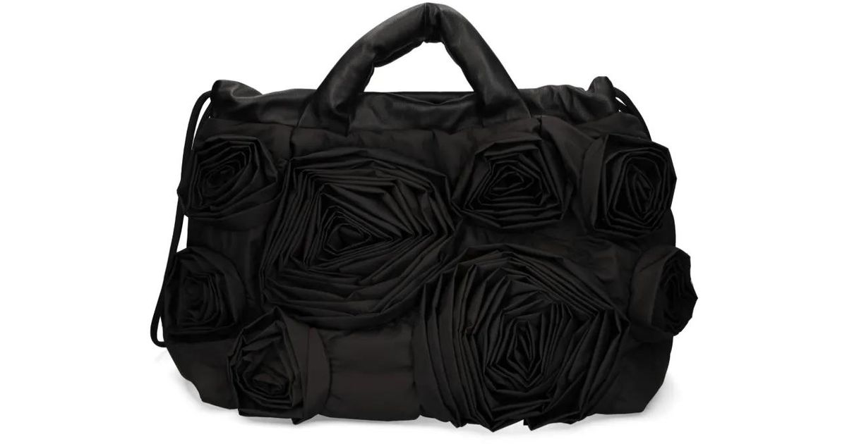 Vic Matié Rose Appliqué Tote Bag in Black | Lyst